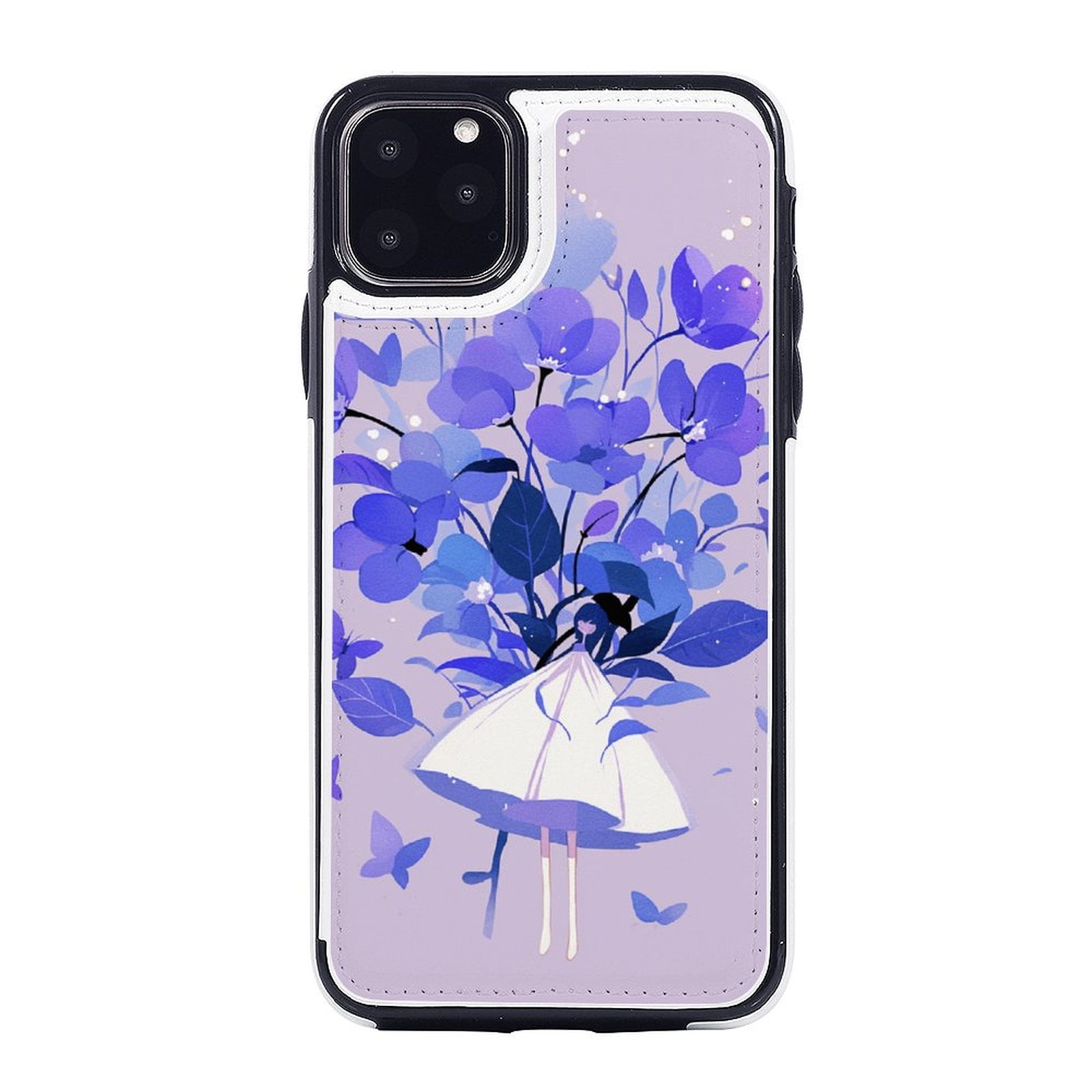 Butterfly on Purple Flower Leather Wallet Case for iPhone 16 15 14 13 12 11 Pro Max Wallet Case ...