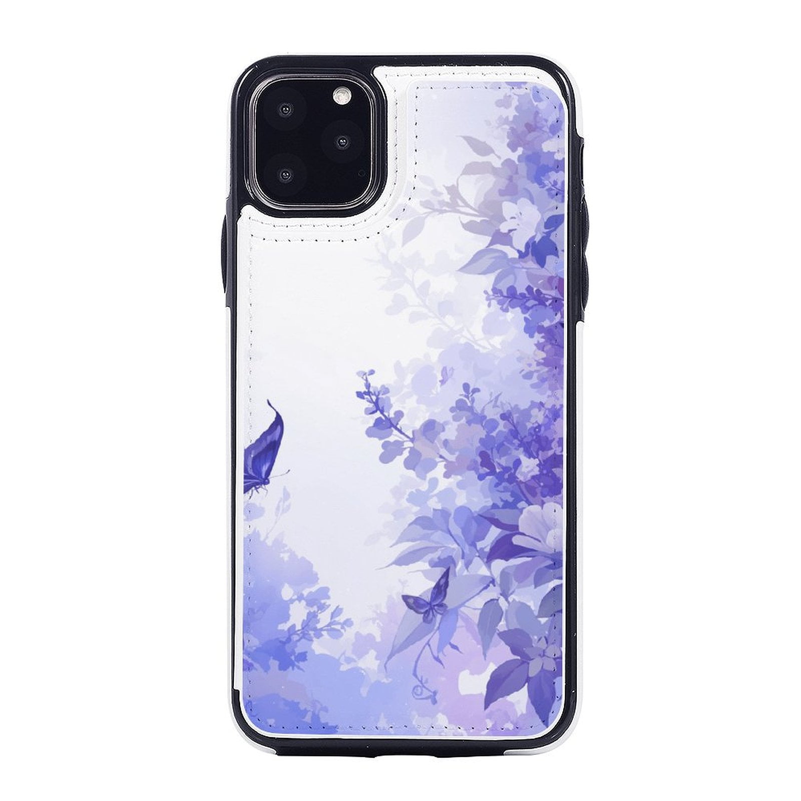 Butterfly on Purple Flower Leather Wallet Case for iPhone 16 15 14 13 12 11 Pro Max Wallet Case ...