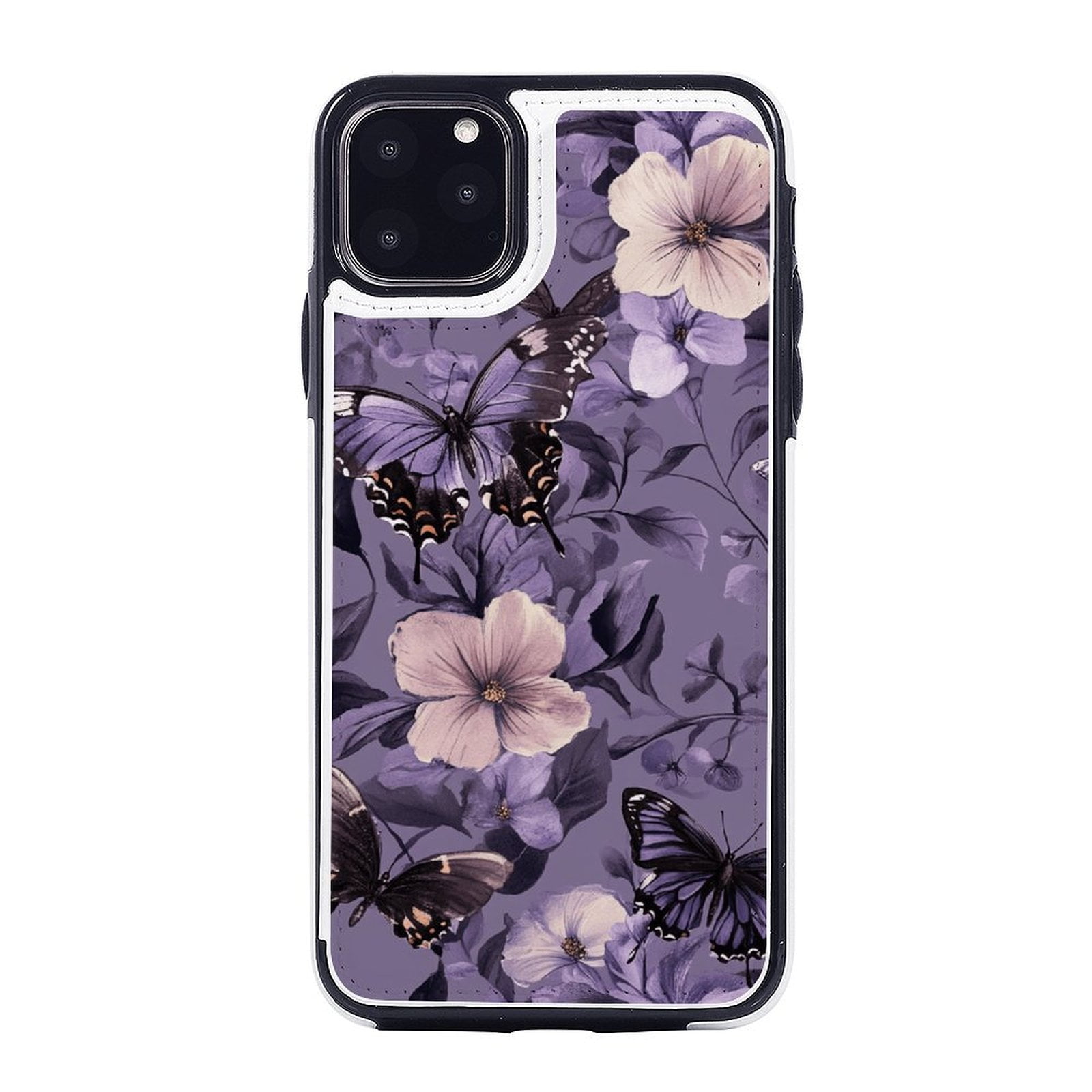 Butterfly on Purple Flower Leather Wallet Case for iPhone 16 15 14 13 12 11 Pro Max Wallet Case ...