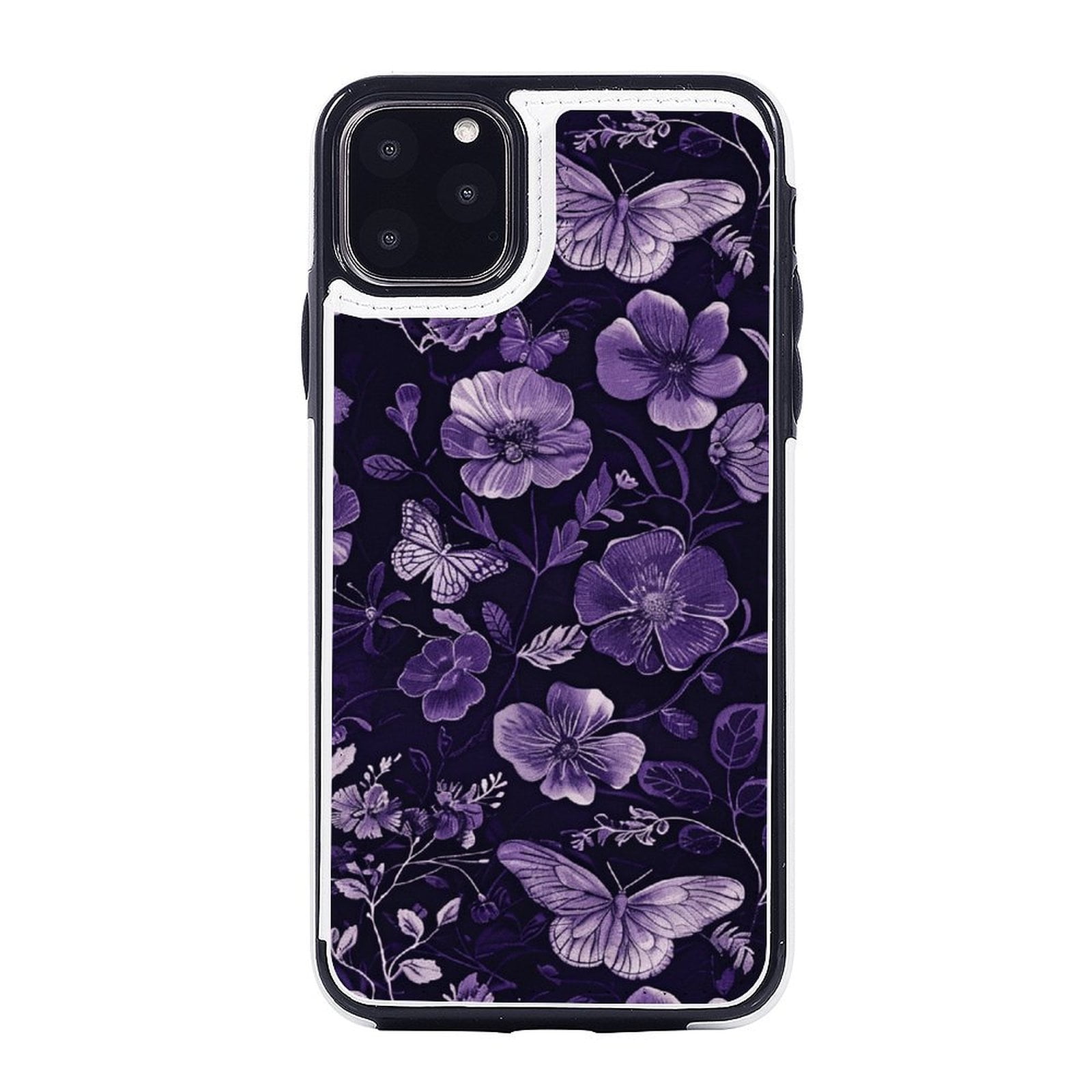 Butterfly on Purple Flower Leather Wallet Case for iPhone 16 15 14 13 12 11 Pro Max Wallet Case ...