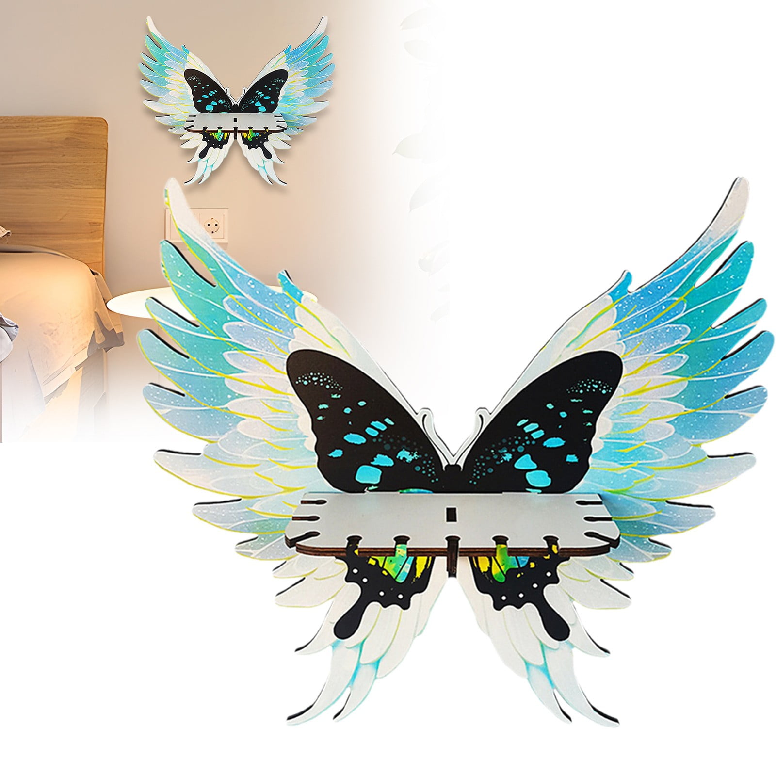 Butterfly shelf Corner Shelves Wall Mounted Angel Wooden Floating ...