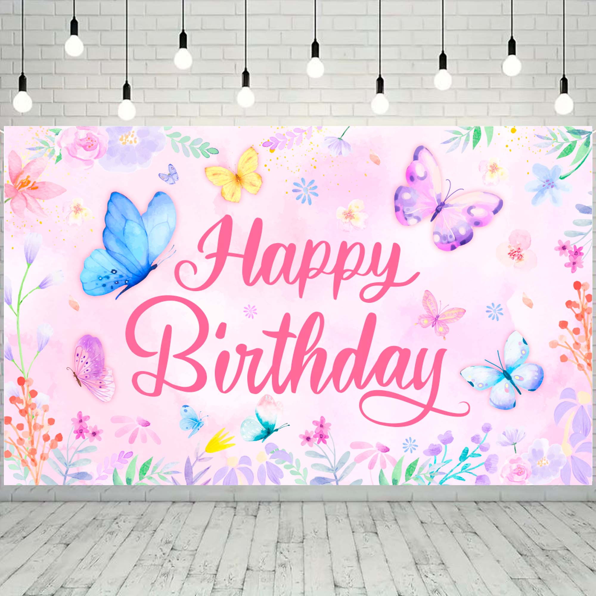 Butterfly Birthday Backdrop, 71'' x 43'' Butterfly Birthday Backdrop ...