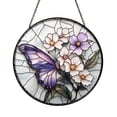 Butterfly with Flowers Decorative Window Hanging Stained Glass Style ...