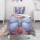 Butterfly with Flowers Duvet Cover and Pillowcase Set for Single ...