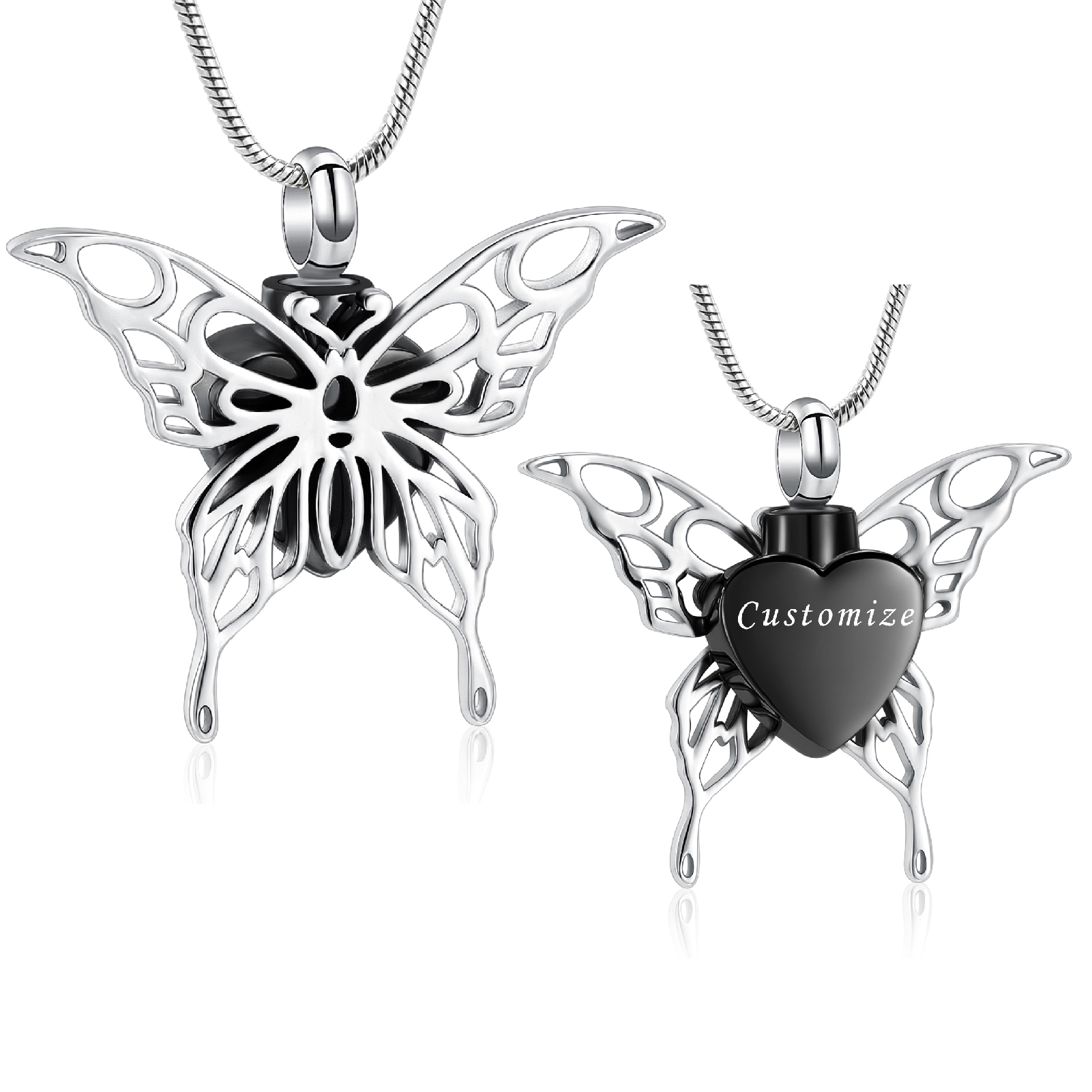 Butterfly with Heart Urn Cremation Urn Pendants with Chain Urn Necklace ...
