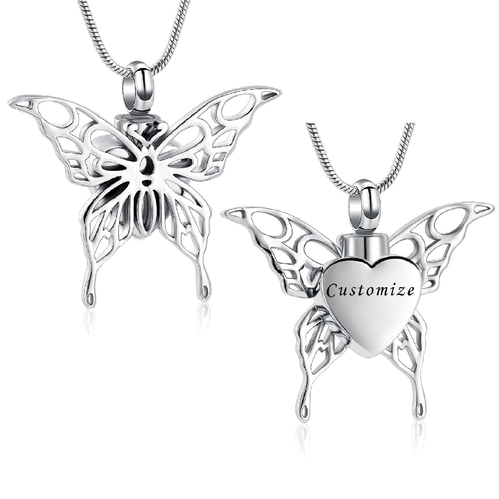 Butterfly with Heart Urn Cremation Urn Pendants with Chain Urn Necklace ...