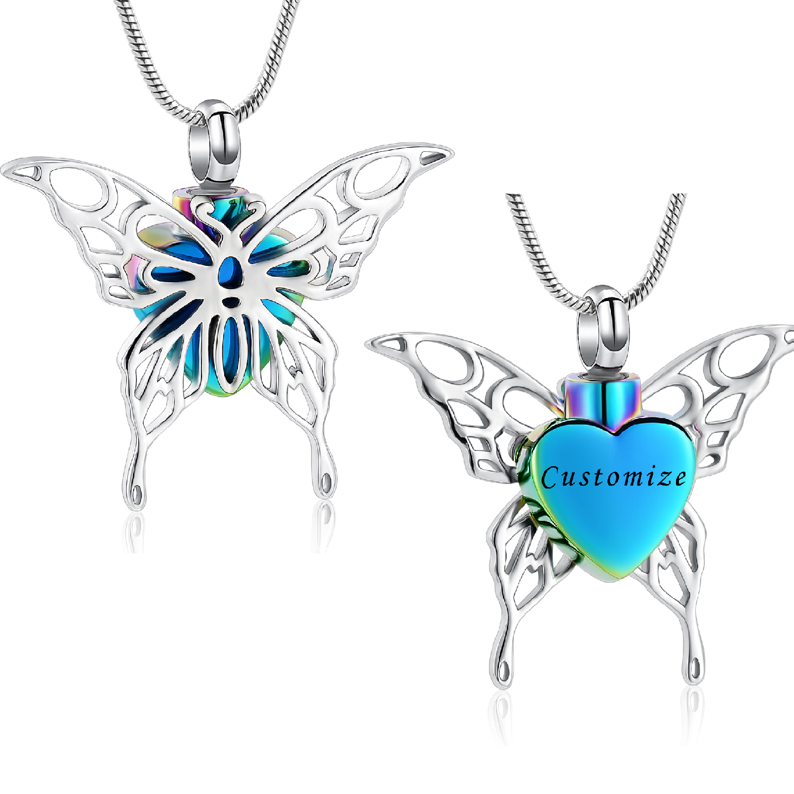 Butterfly with Heart Urn Cremation Urn Pendants with Chain Urn Necklace ...