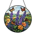 Butterfly with Wildflowers Decorative Window Hanging – Faux Stained ...