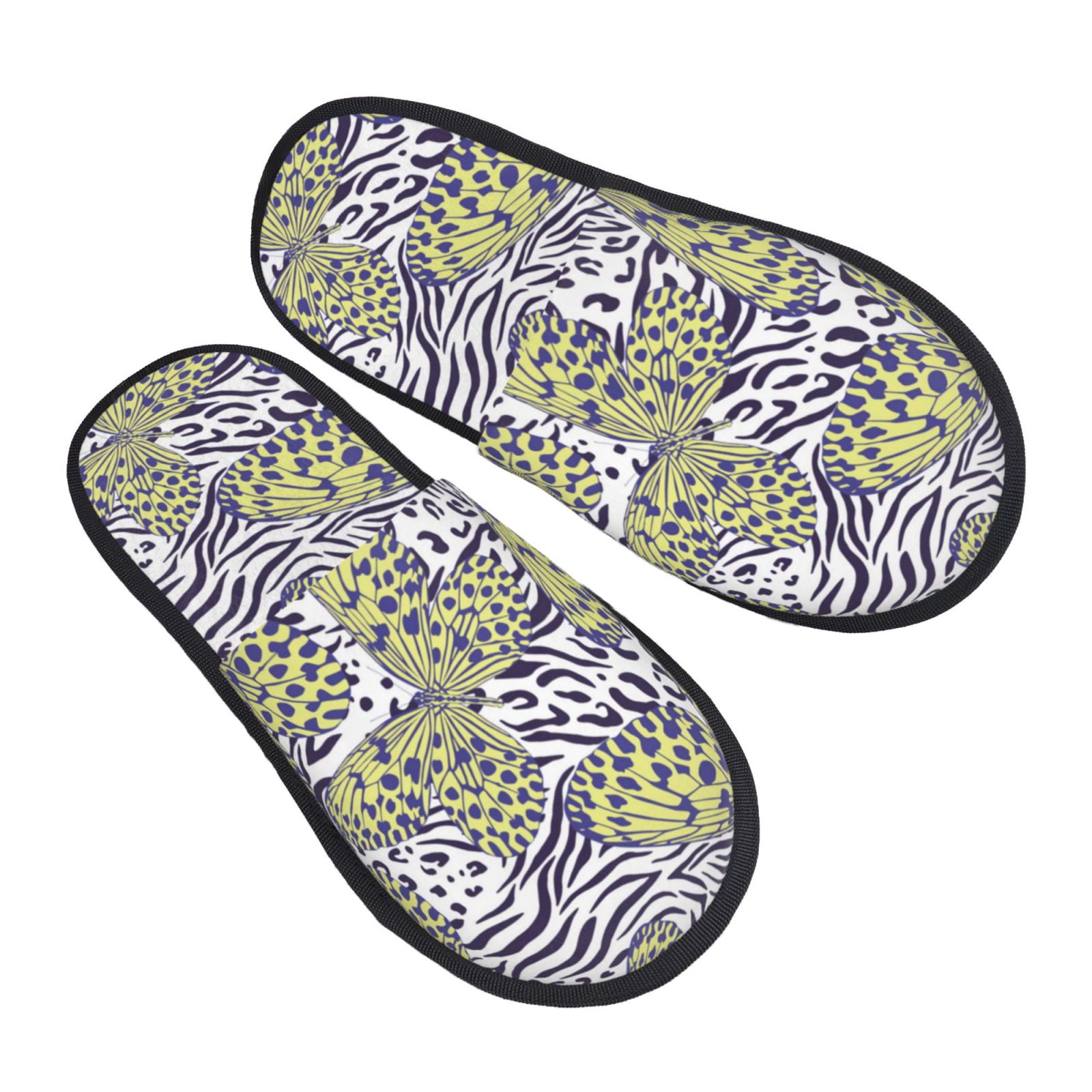 Butterfly zebra leopard print House Slippers for Women Indoor, Fuzzy ...