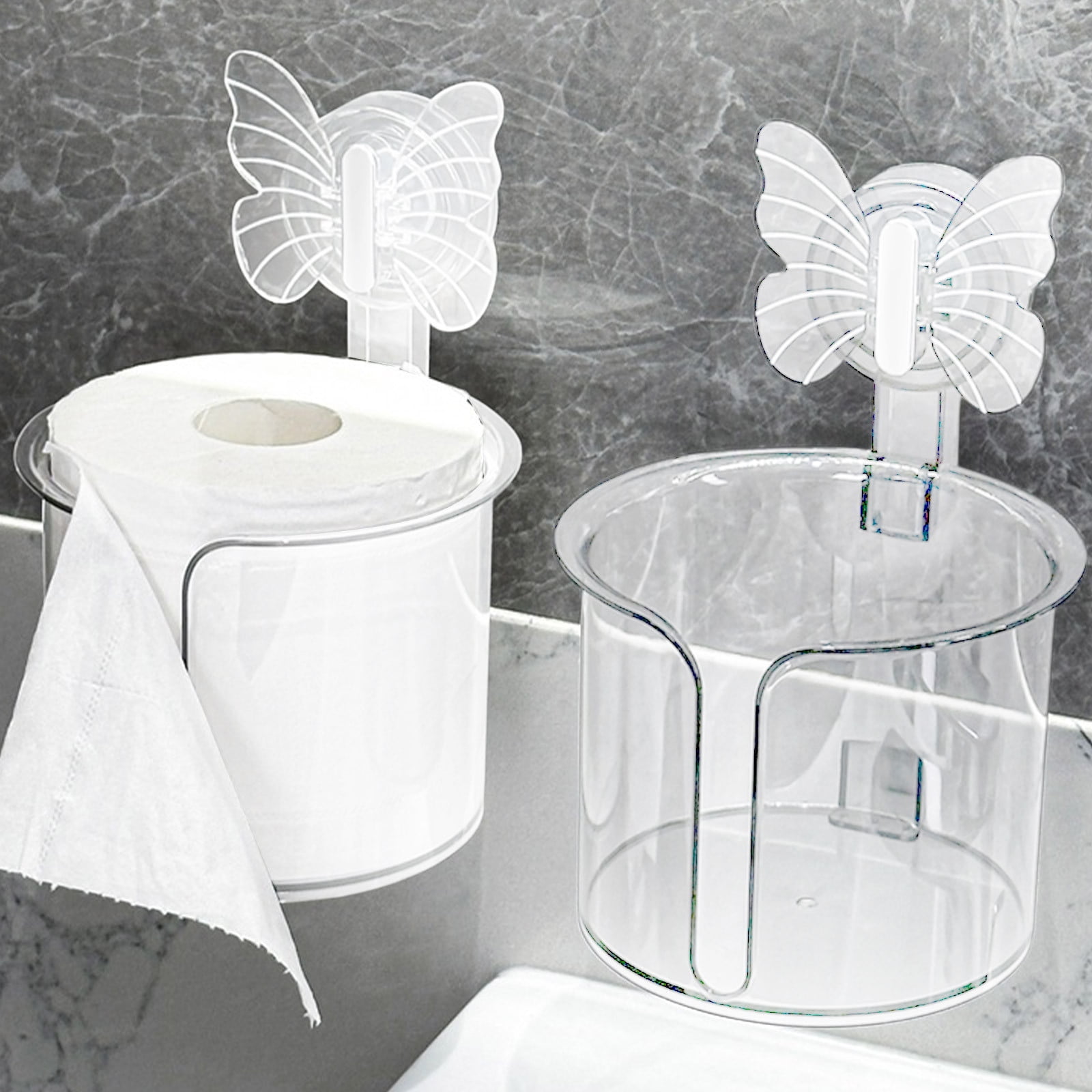 Butterflys Suction Cup Bathroom Toilet Paper Box, Wall Mounted Toilet ...