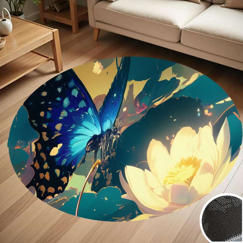 Butterfuly Pretty Butterflies Art Round Carpet Living Room Bedroom Home ...