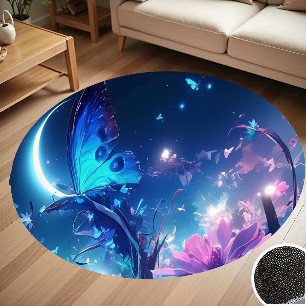 Butterfuly Pretty Butterflies Art Round Carpet Living Room Bedroom Home ...