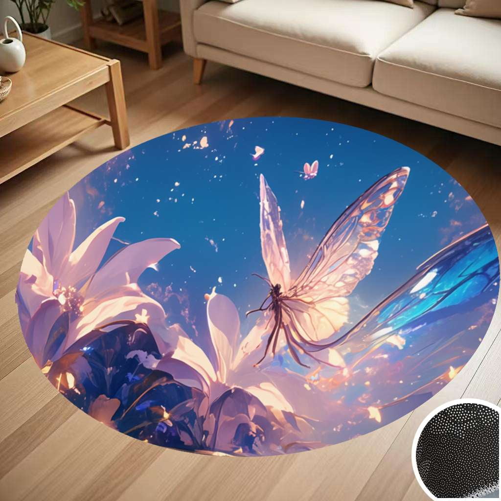 Butterfuly Pretty Butterflies Art Round Carpet Living Room Bedroom Home ...