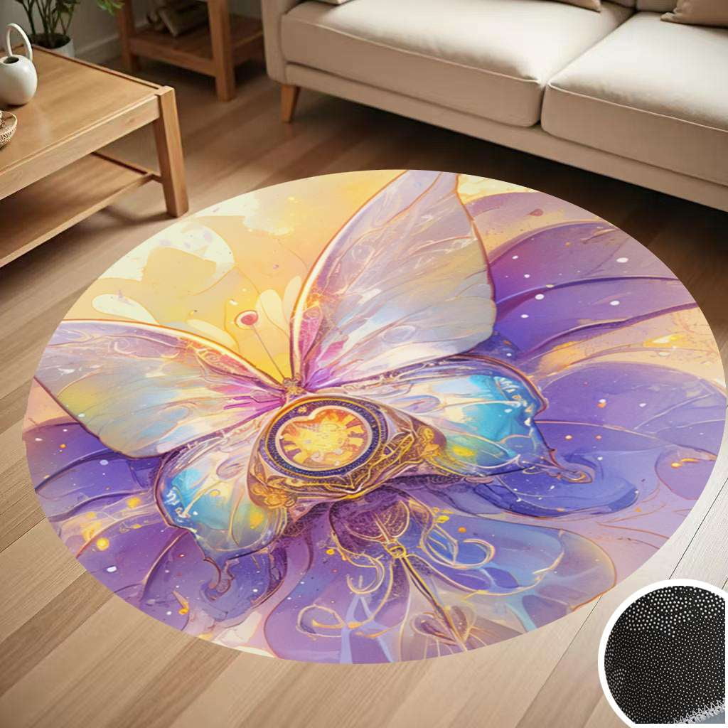 Butterfuly Pretty Butterflies Art Round Carpet Living Room Bedroom Home ...