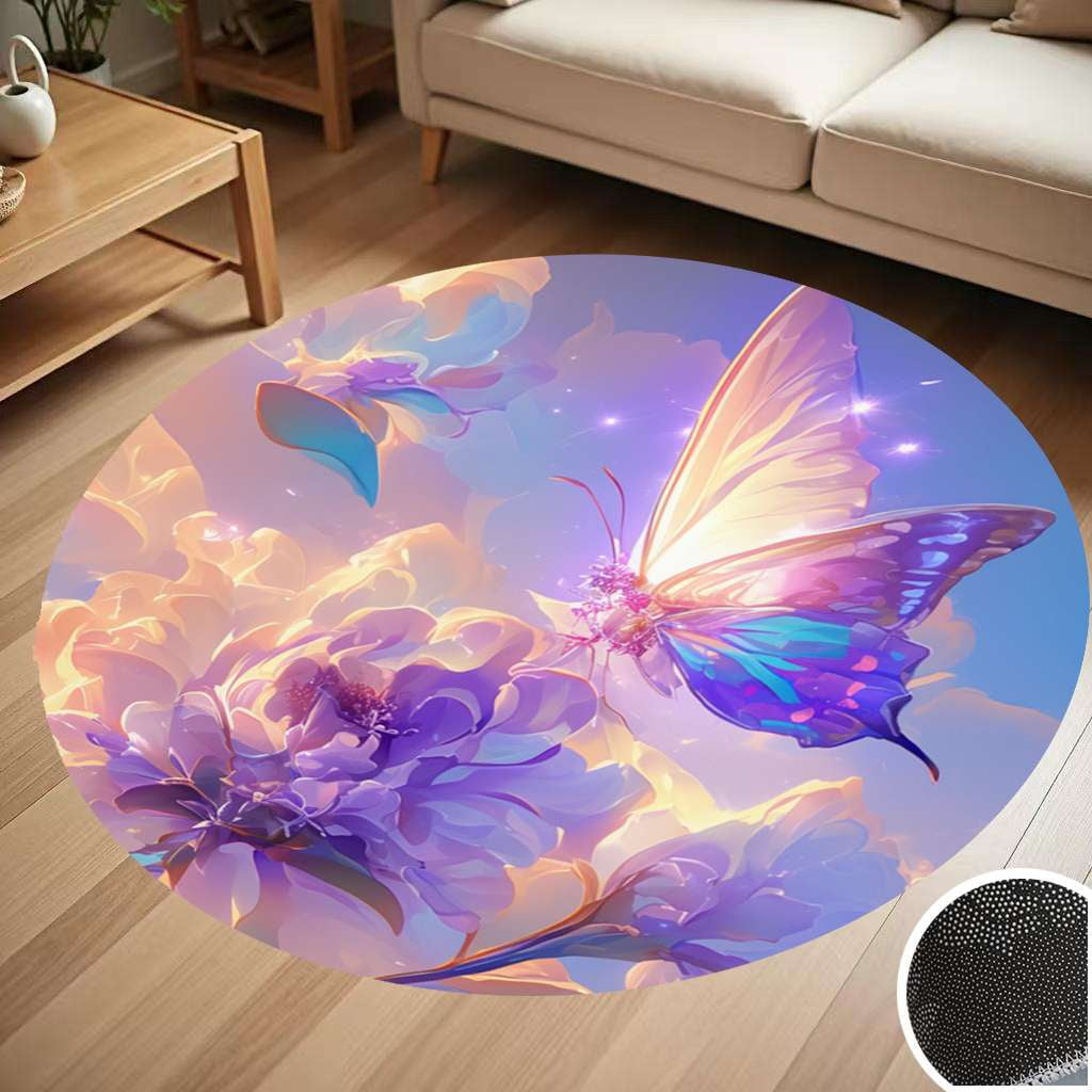 Butterfuly Pretty Butterflies Art Round Carpet Living Room Bedroom Home ...