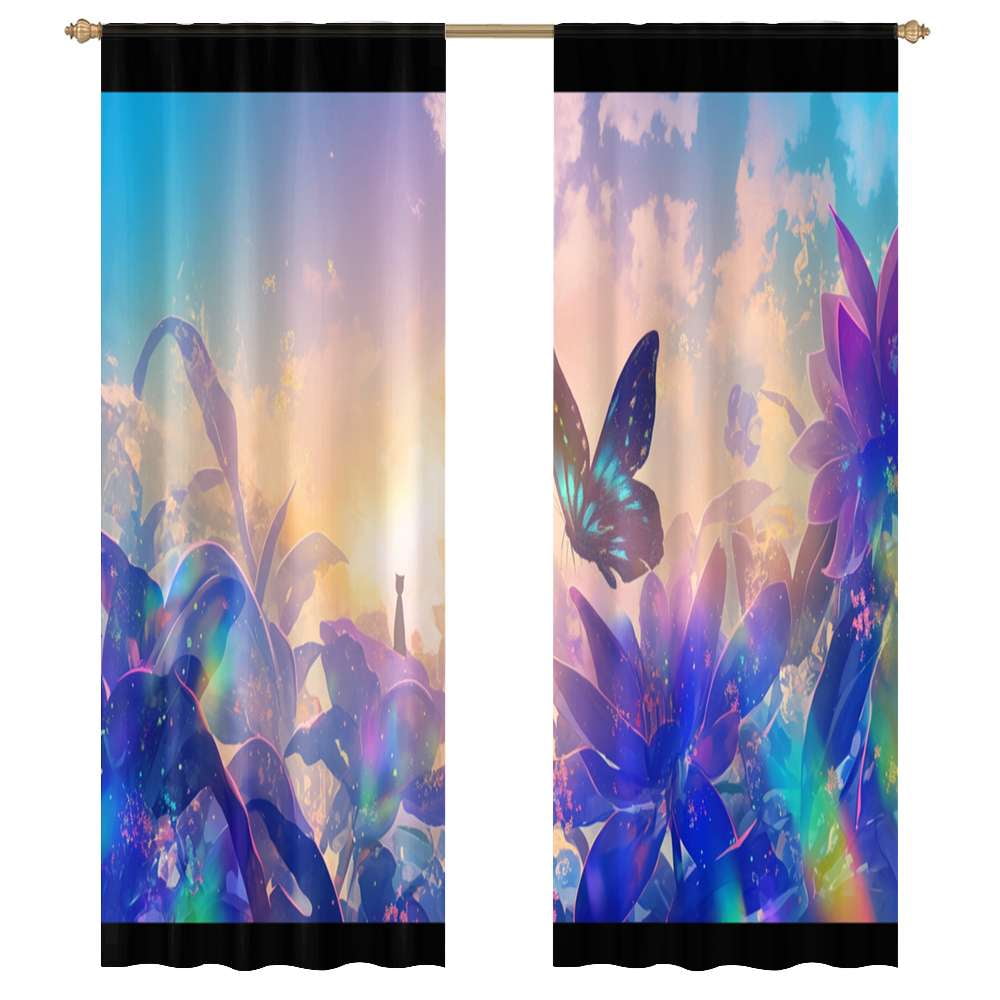 Butterfuly Pretty Butterflies Art Sheer Voile Curtain Window Tulle ...