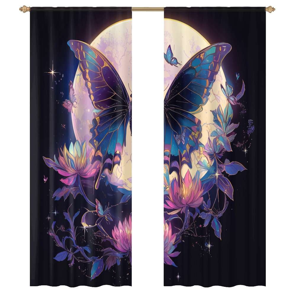Butterfuly Pretty Butterflies Art Sheer Window Curtains for Living Room ...