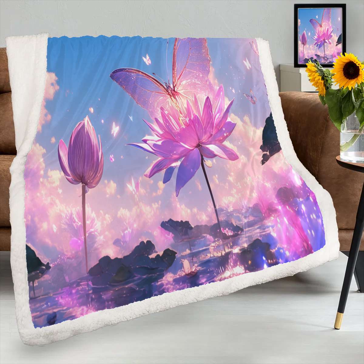 Butterfuly Pretty Butterflies Art Sherpa Blanket Throw Blanket For Bed ...