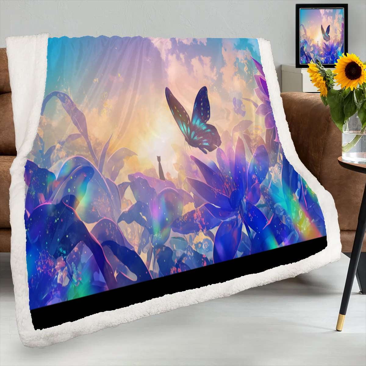 Butterfuly Pretty Butterflies Art Sherpa Blanket Throw Blanket For Bed ...