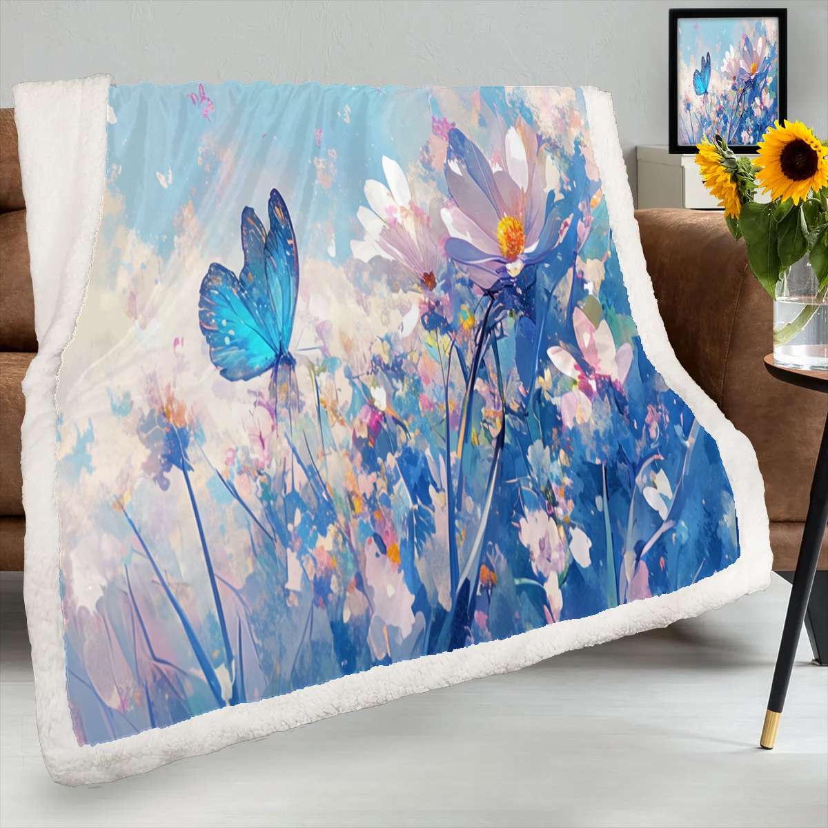 Butterfuly Pretty Butterflies Art Sherpa Blanket Throw Blanket For Bed ...