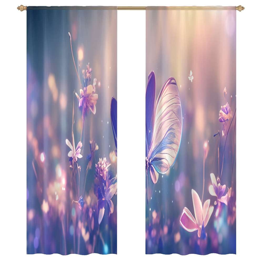 Butterfuly Pretty Butterflies Art Tulle Curtains For Living Room ...