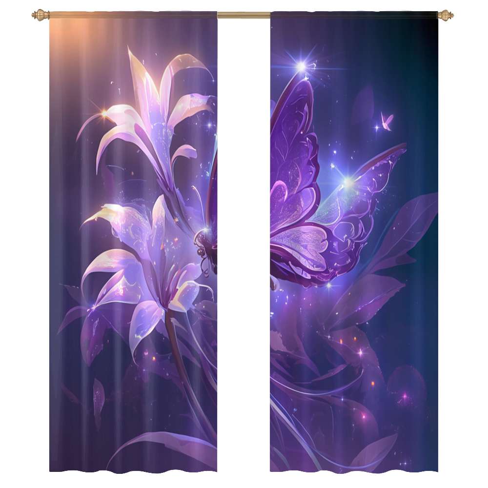 Butterfuly Pretty Butterflies Art Tulle Curtains For Living Room ...