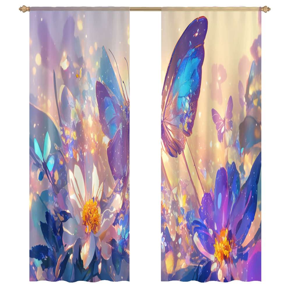 Butterfuly Pretty Butterflies Art Tulle Curtains For Living Room ...
