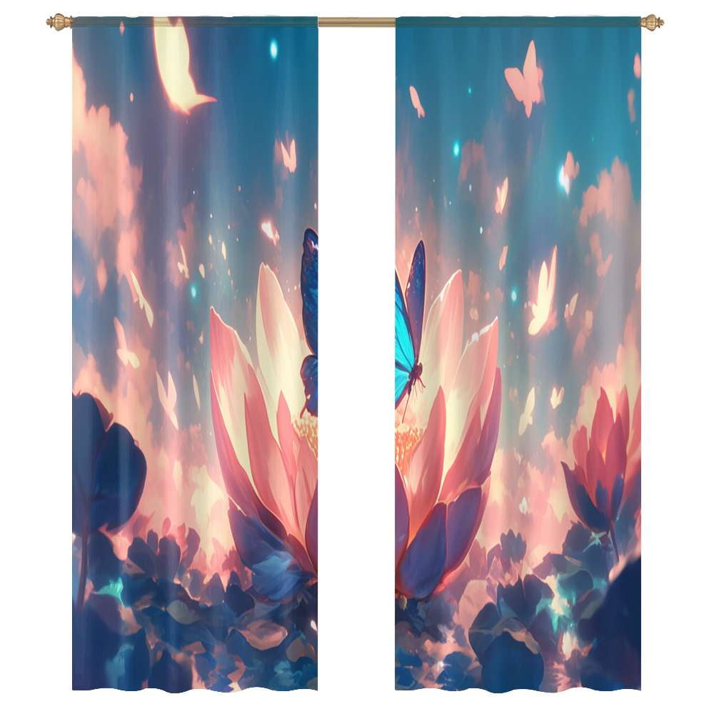 Butterfuly Pretty Butterflies Art Tulle Curtains For Living Room ...