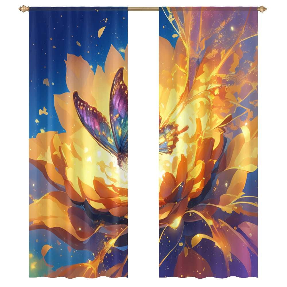 Butterfuly Pretty Butterflies Art Tulle Curtains For Living Room ...