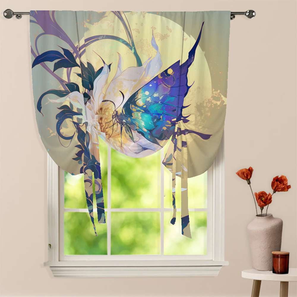 Butterfuly Pretty Butterflies Art Window Curtain for Living Room Roman ...