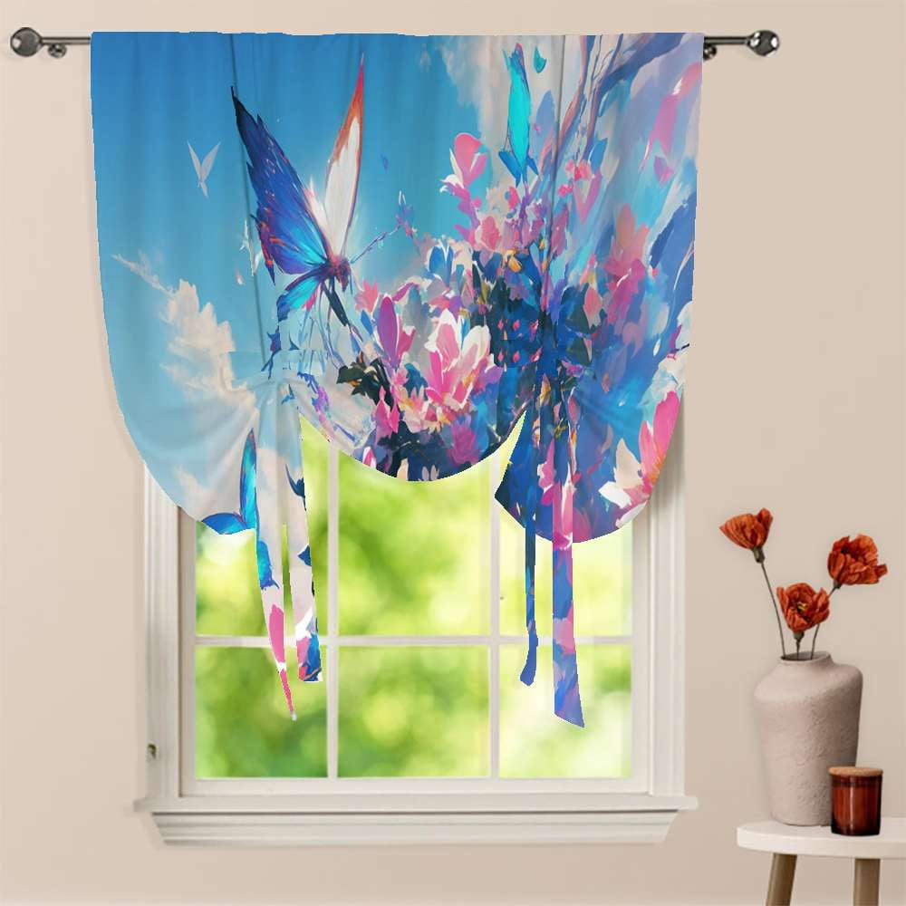 Butterfuly Pretty Butterflies Art Window Curtain for Living Room Roman ...