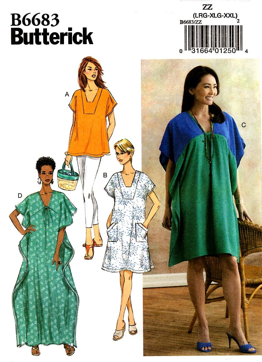 Butterick B6683ZZ Easy Women's Caftan and Tunic Sewing Patterns, Sizes ...