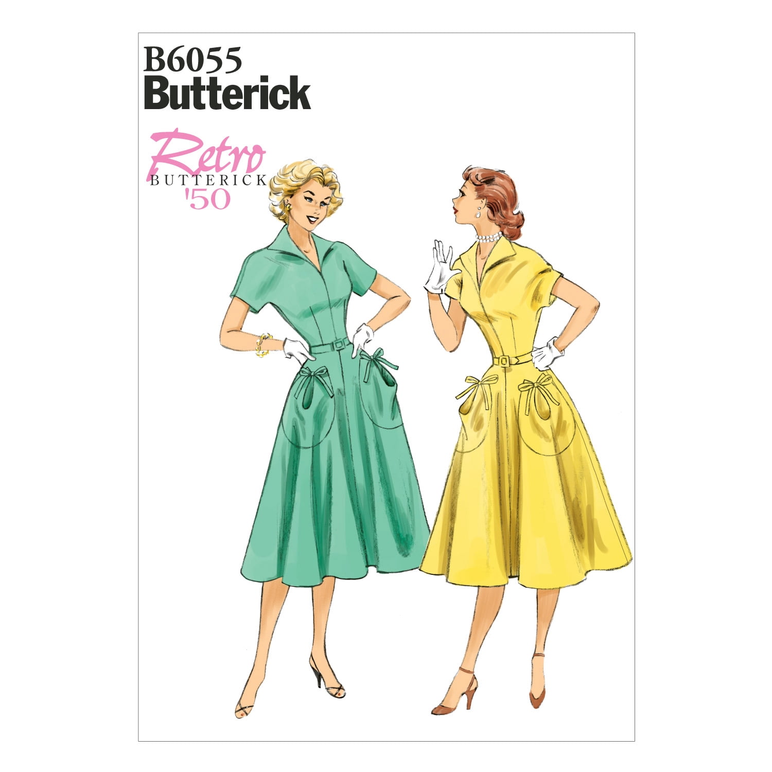 Butterick Ladies Easy Sewing Pattern 6055 - Vintage Style Dress & Belt ...