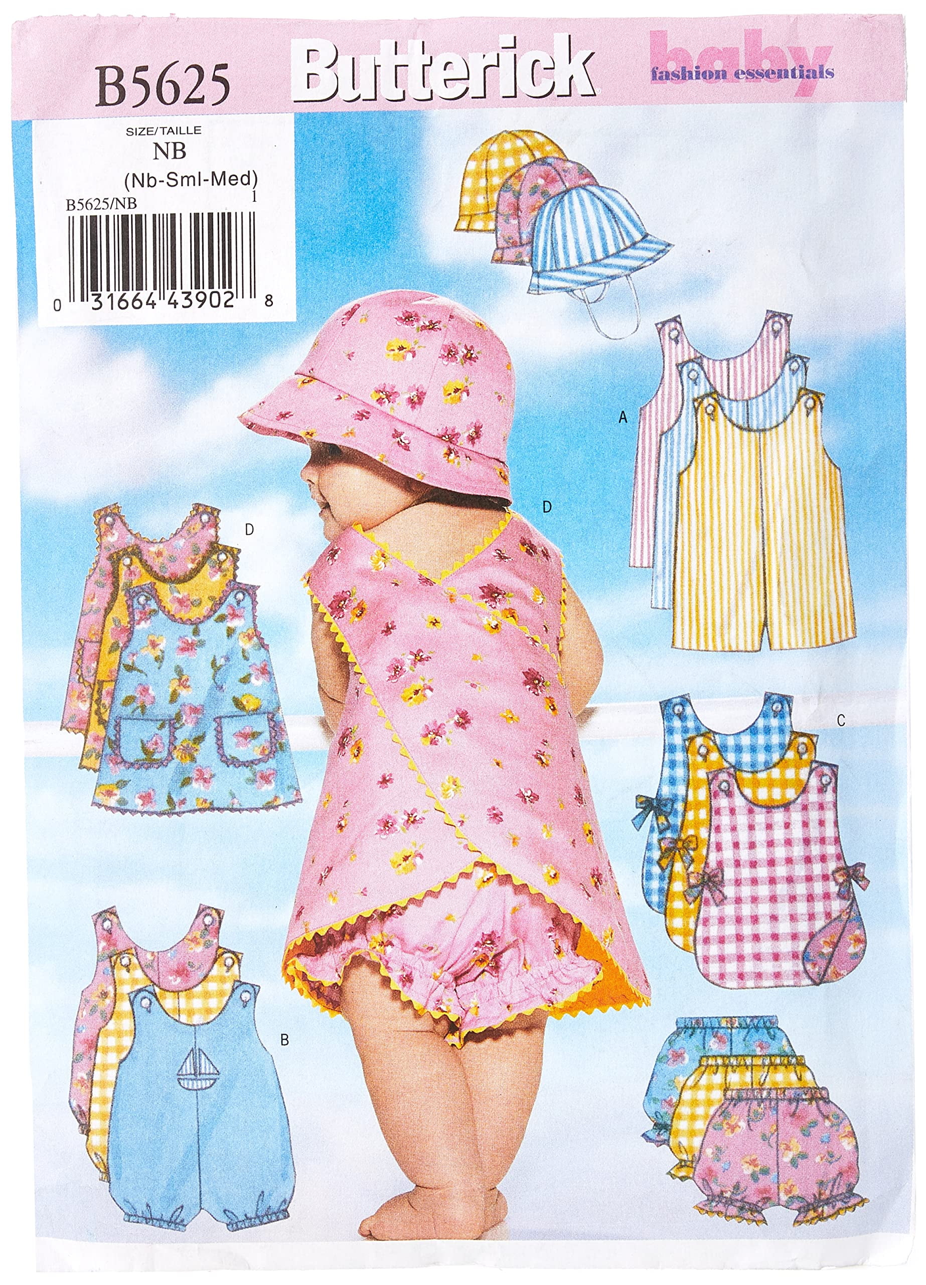 Butterick Pattern Infants' Romper, Jumper, Panties and Hat, NB0 (NB, S ...