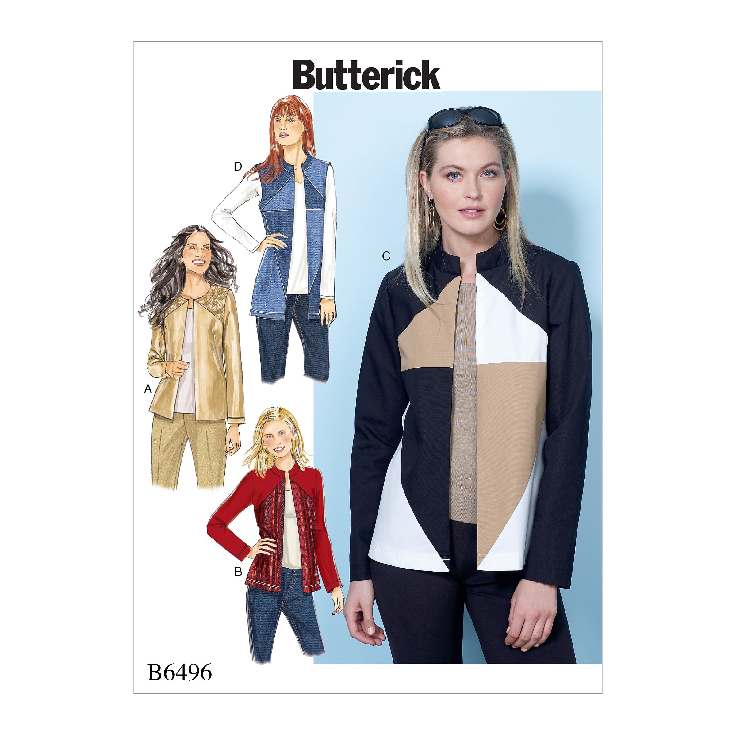Butterick Pattern Misses' Jackets and Vests with Contrast and Seam ...