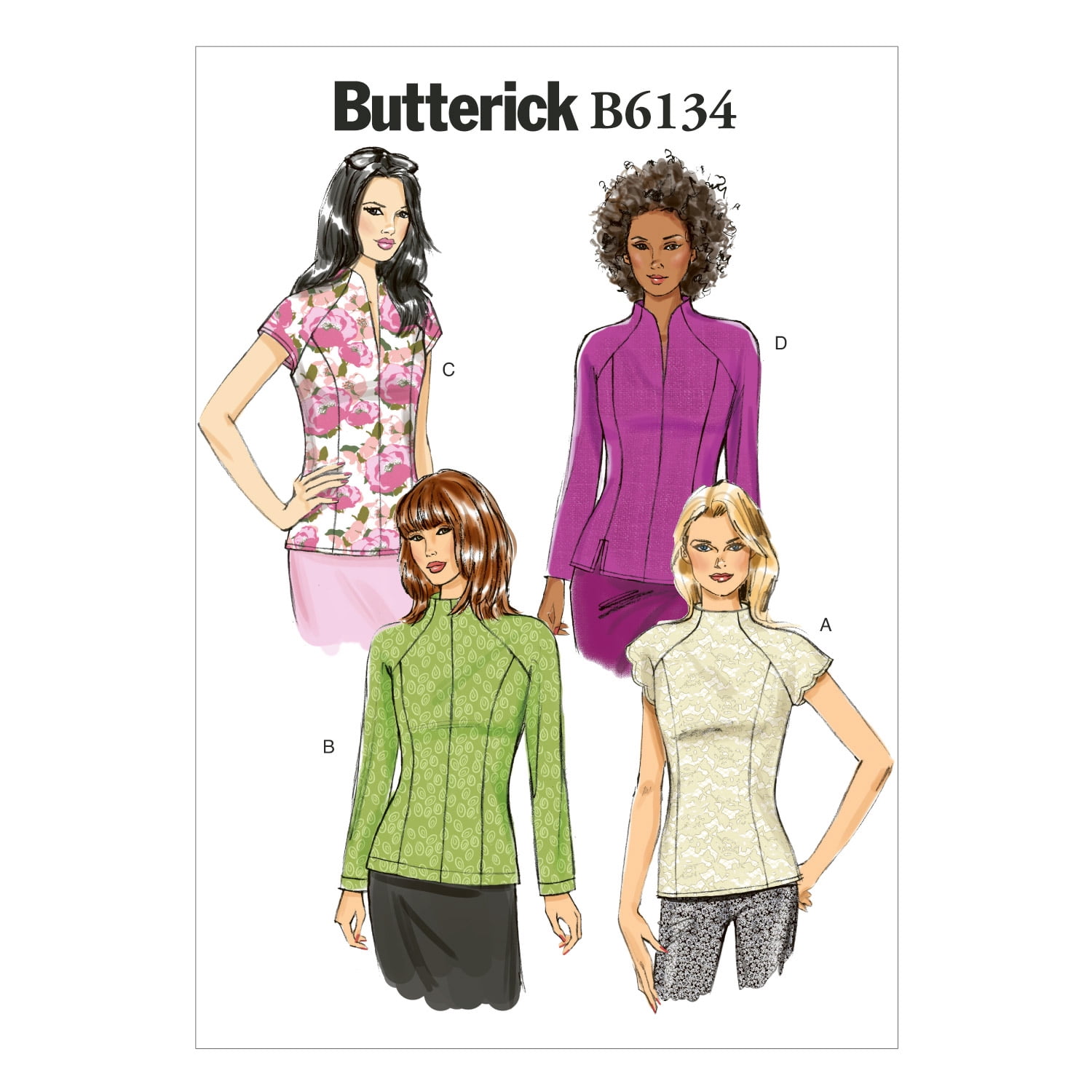 Butterick Sewing Pattern 6134 - Misses' Top, Size: E5 (14-16-18-20-22 ...