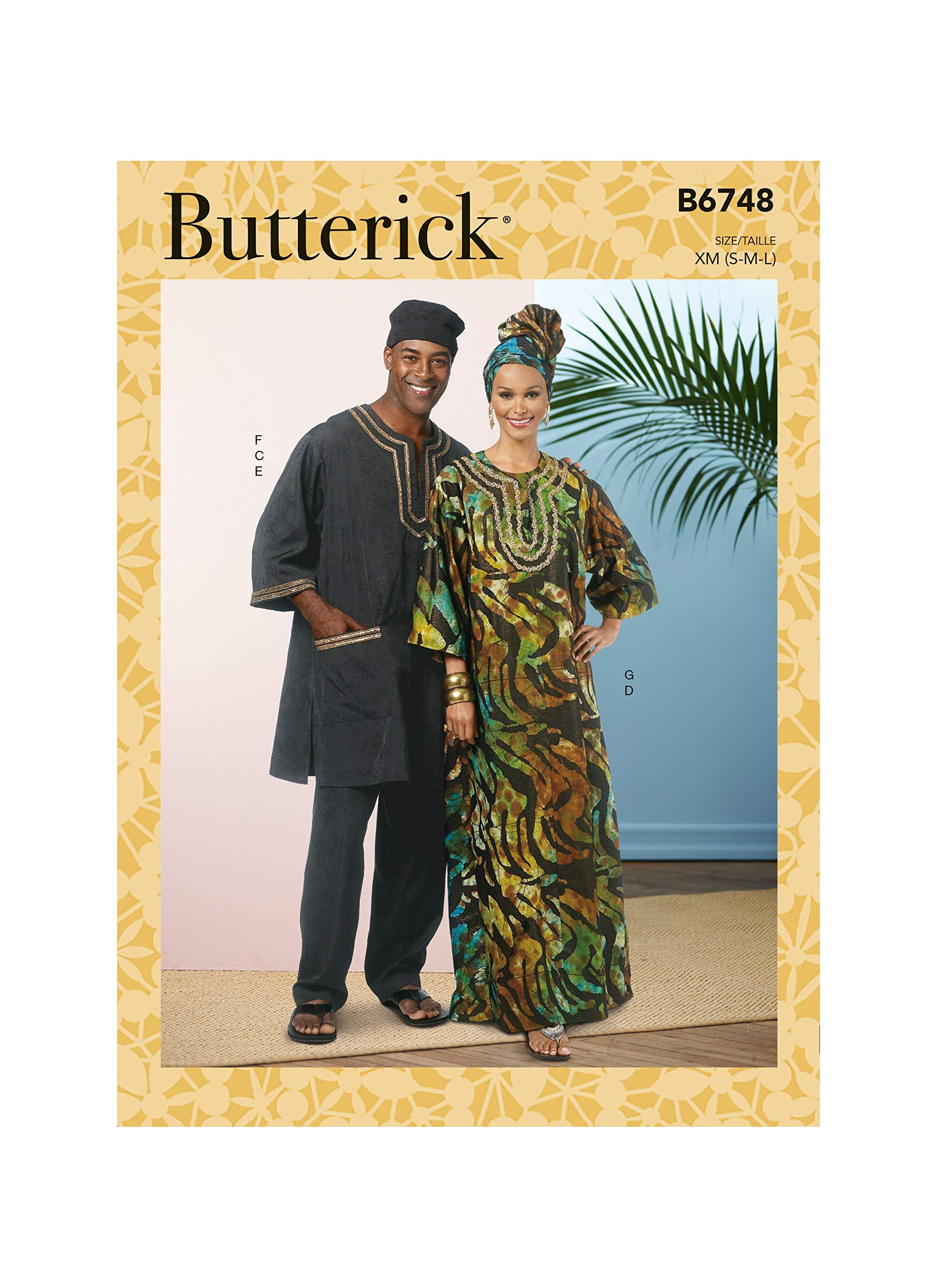 Butterick Sewing Pattern 6748 Tunics, Caftans, Headwear, Trousers ...