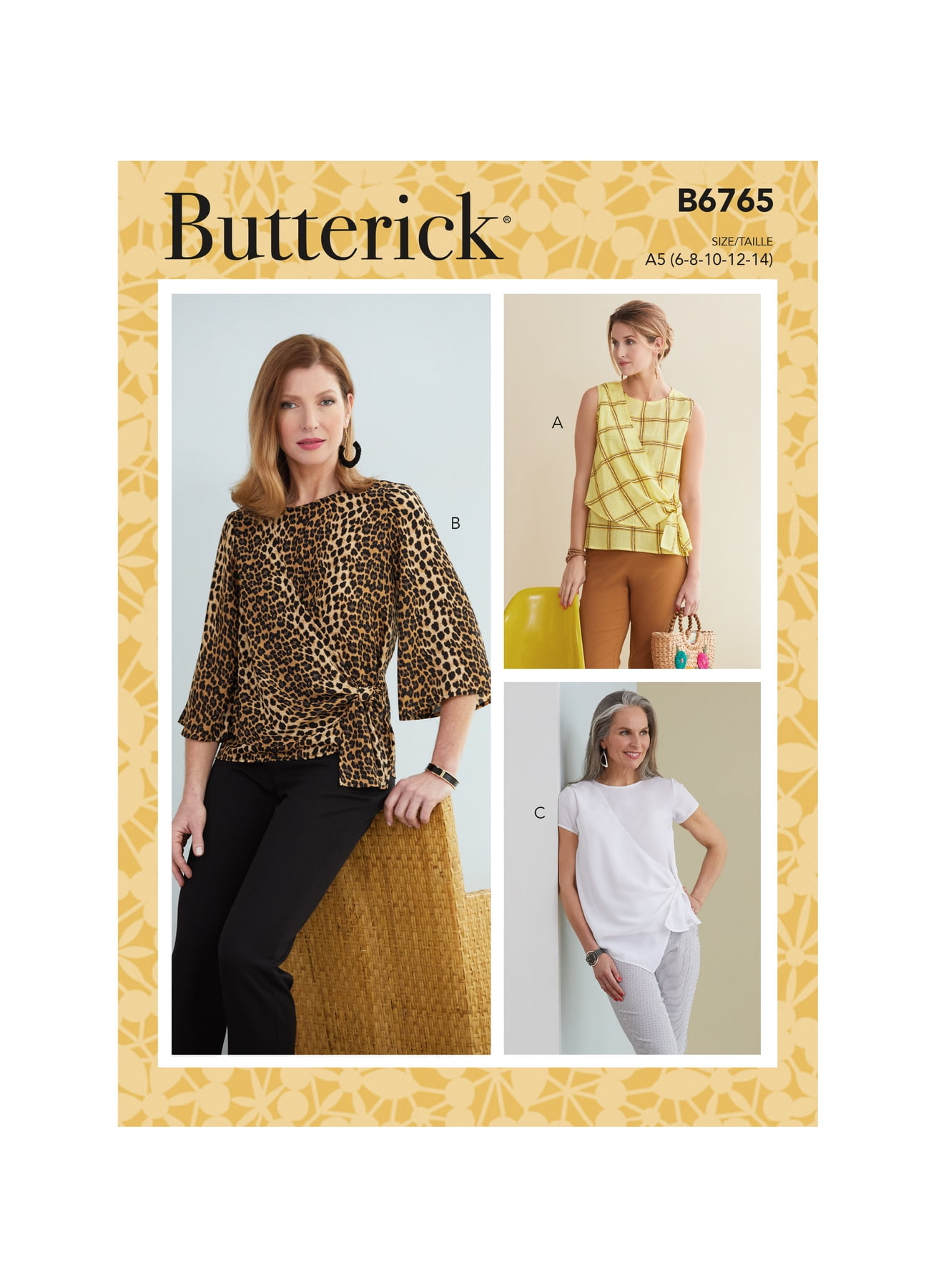 Butterick Sewing Pattern 6765 - Misses' Tops, Size: E5 (14-16-18-20-22 ...