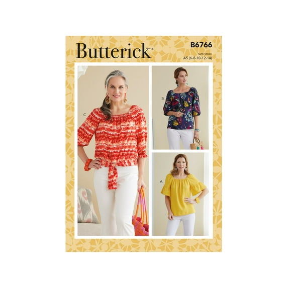 Butterick Sewing Pattern 6766 - Misses' Tops, Size: E5 (14-16-18-20-22 ...