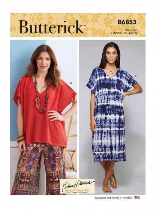 Butterick Sewing Pattern 6853 Tunics, Tops, Dresses Y (XS-S-M ...