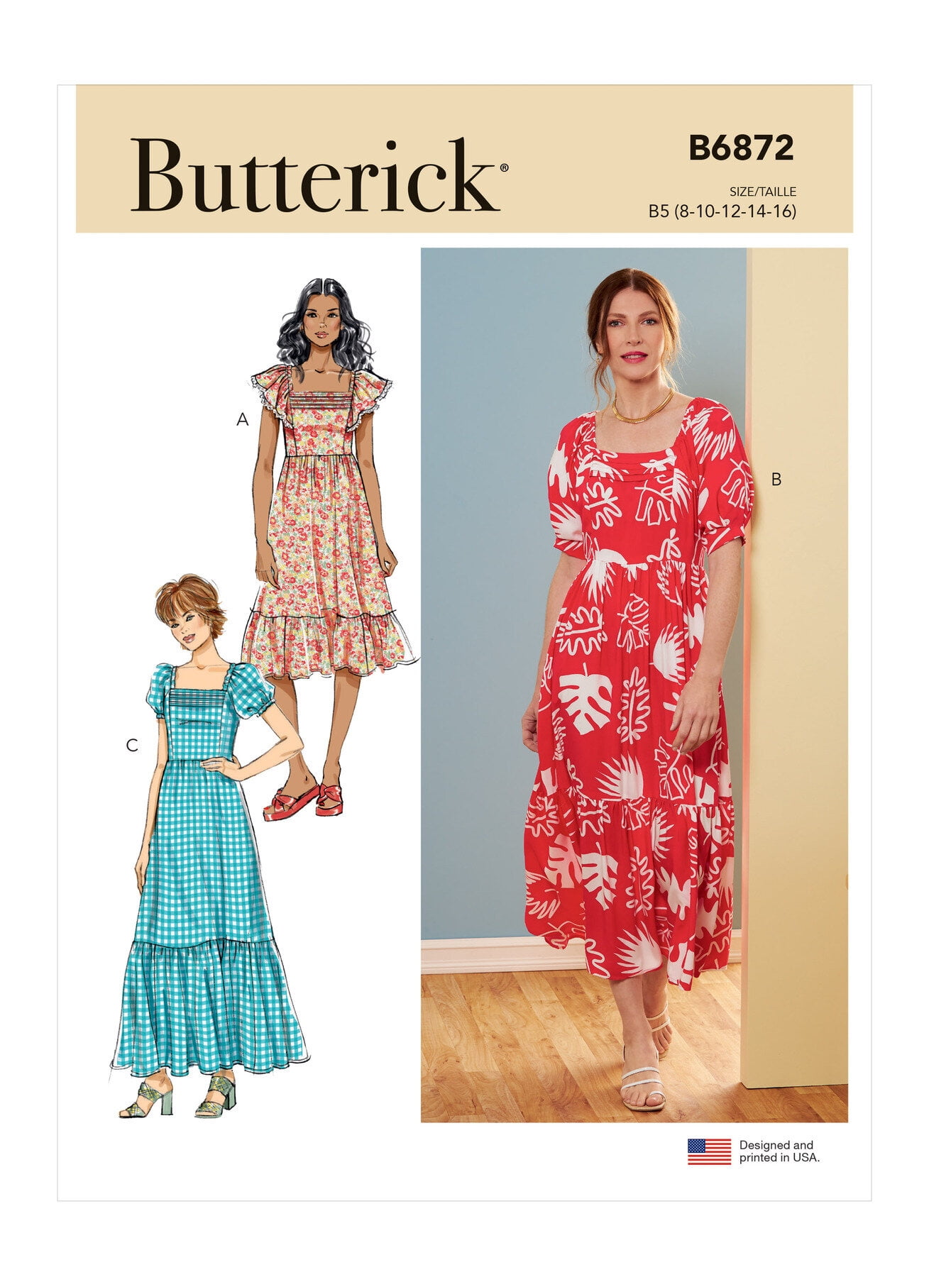 Butterick Sewing Pattern 6872 Dresses F5 (16-18-20-22-24) - Walmart.com