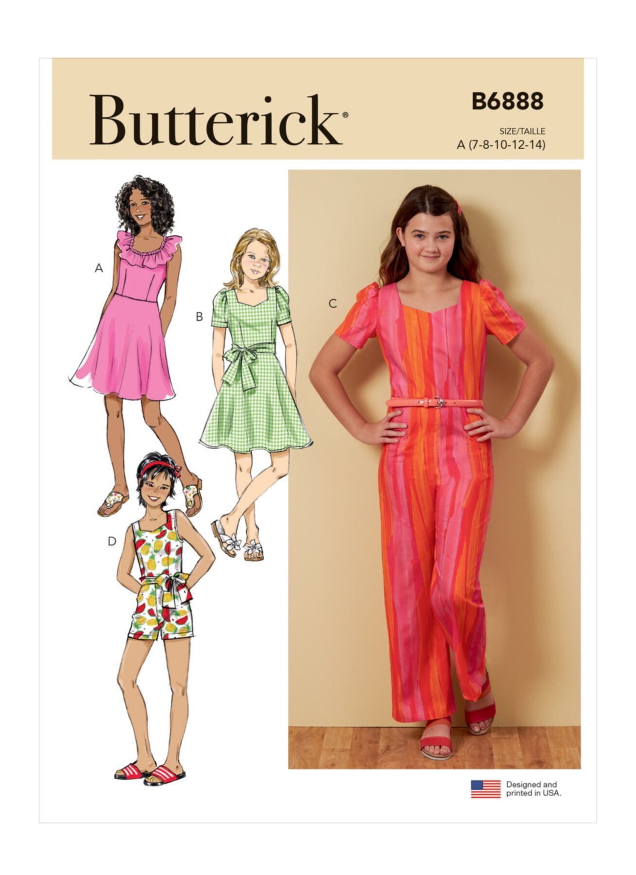 Butterick Sewing Pattern 6888 Dresses, Jumpsuits A (7-8-10-12-14 ...