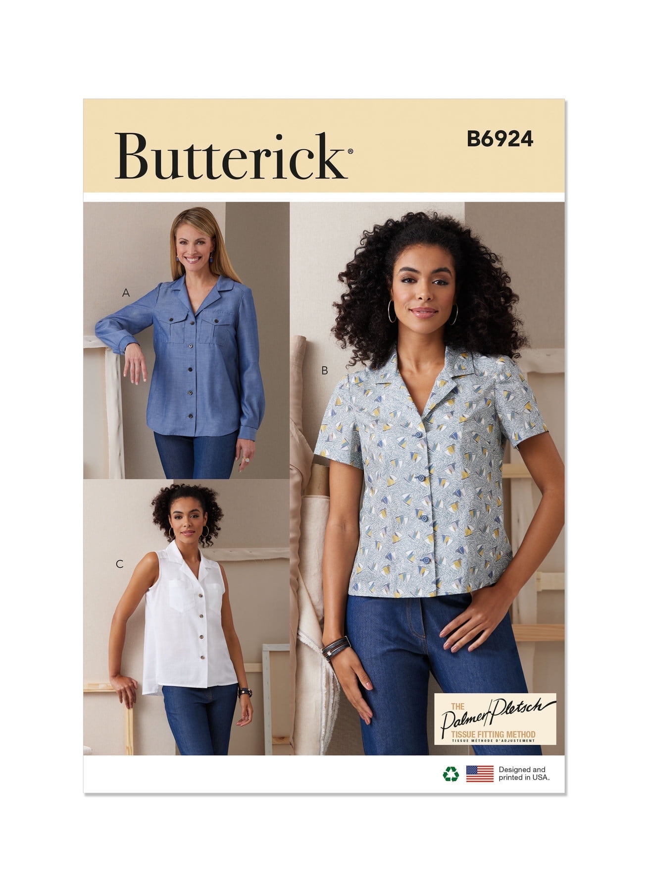 Butterick Sewing Pattern 6924 Tops, Shirts F5 (16-18-20-22-24 ...