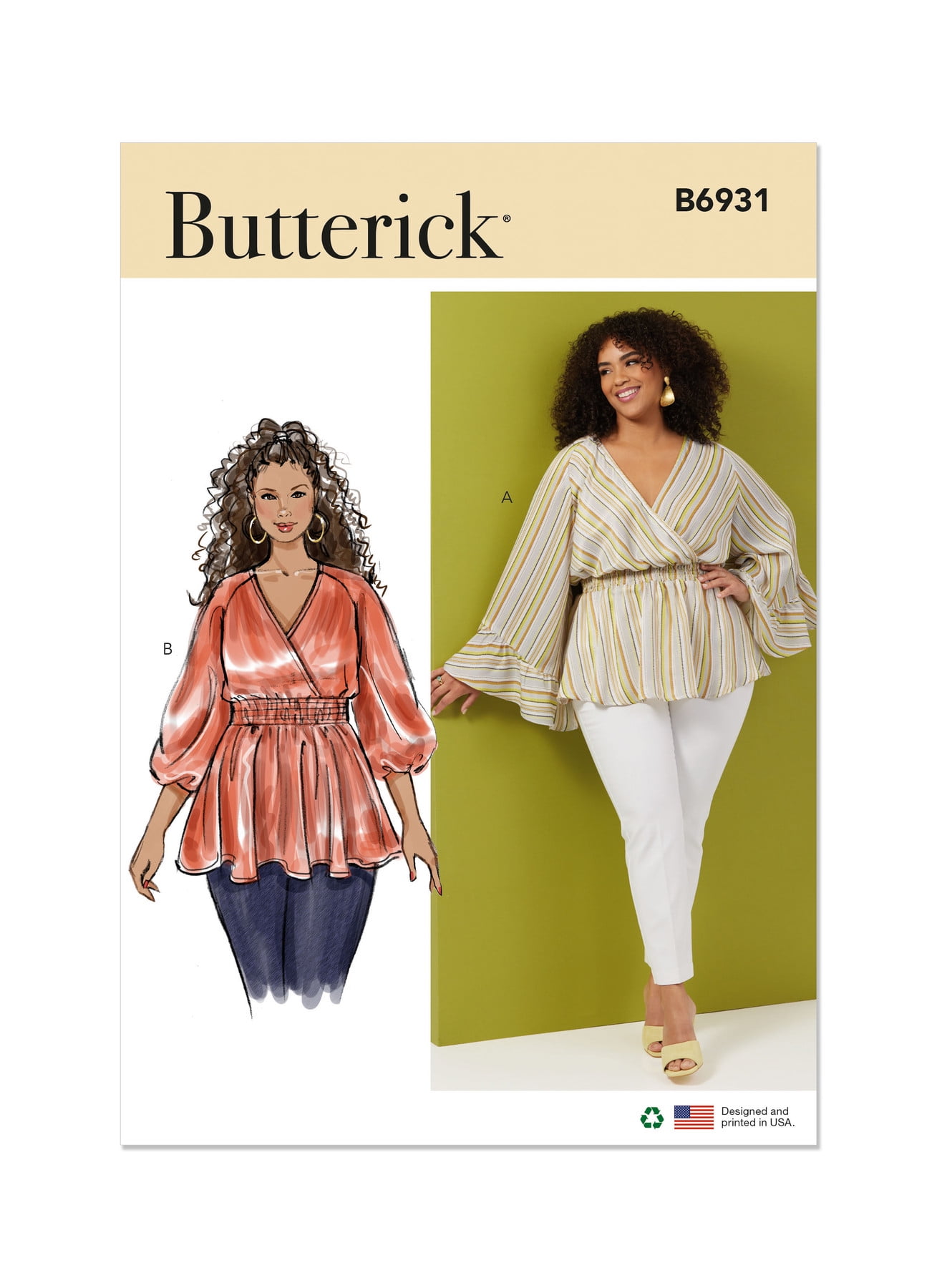 Butterick Sewing Pattern 6931 - Women's Top, Size: W2 (20W-22W-24W-26W ...