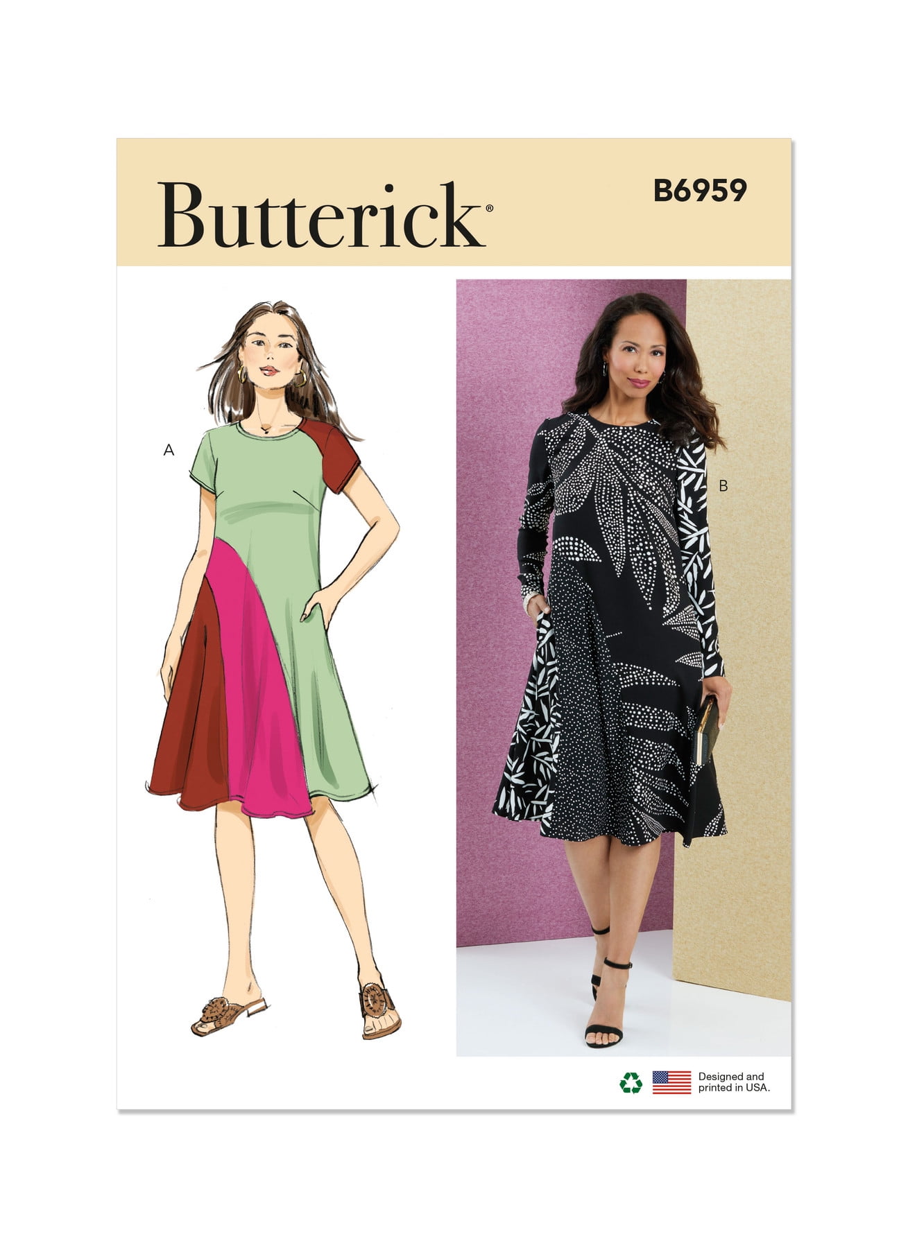 Butterick Sewing Pattern 6959 - Misses' Dress with Short and Long ...