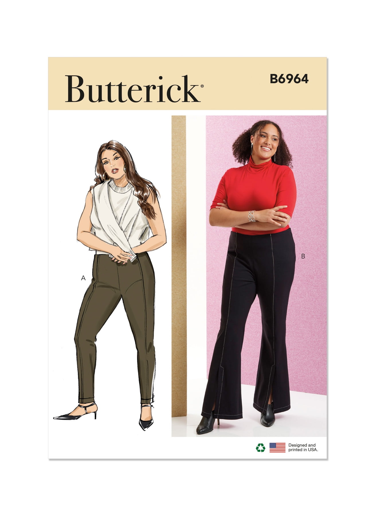 Butterick Sewing Pattern 6964 - Women's Pants, Sizw: W3 (30W-32W-34W ...