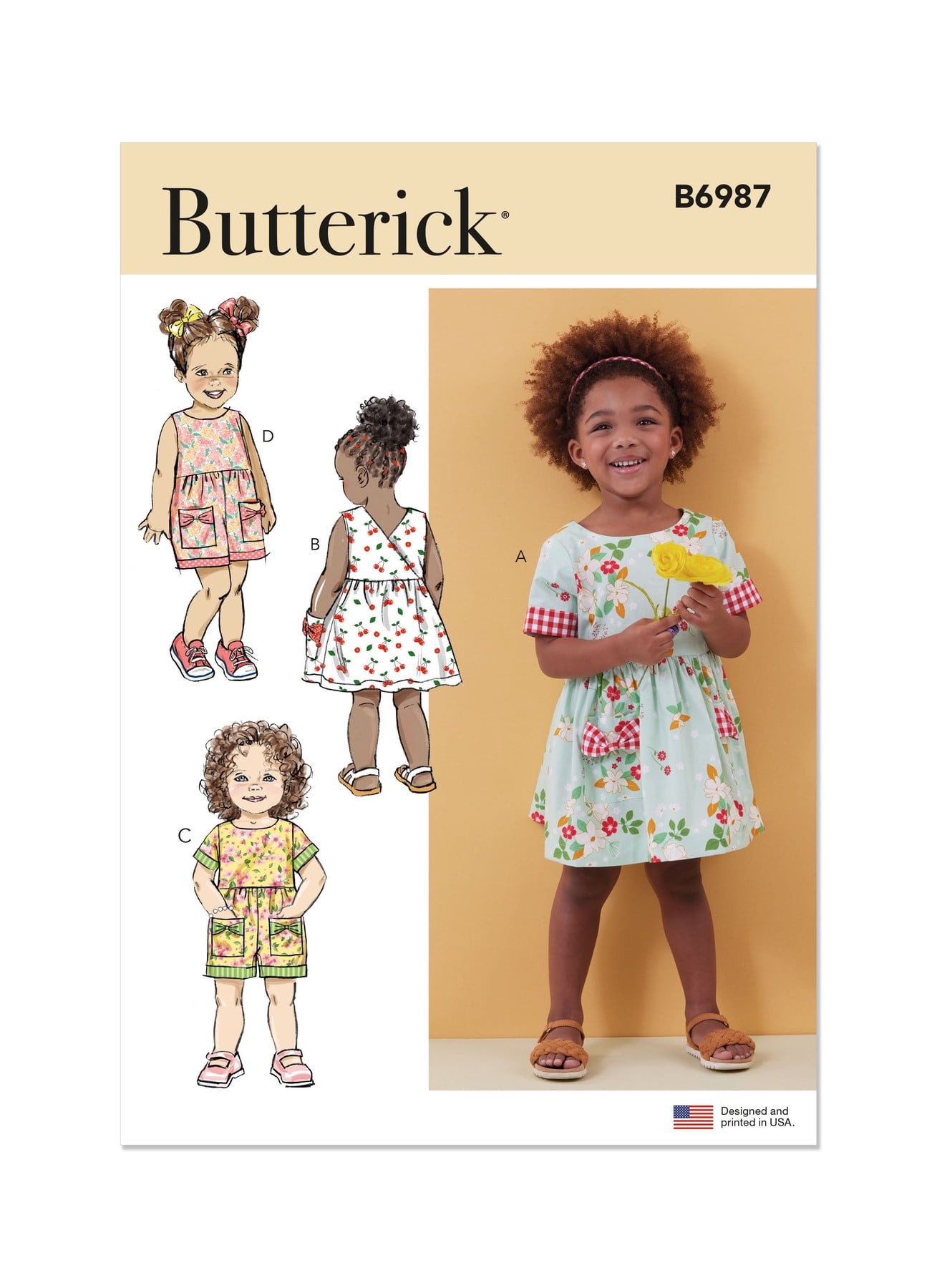 Butterick Sewing Pattern 6987 - Toddlers' Dresses and Rompers, Size: A ...