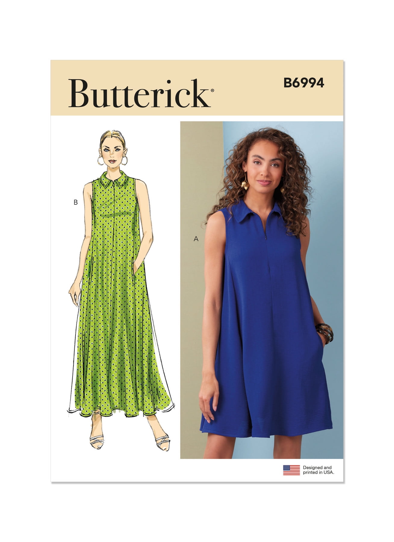 Butterick Sewing Pattern 6994 - Misses' Dress in Two Lengths, Size: U5 ...