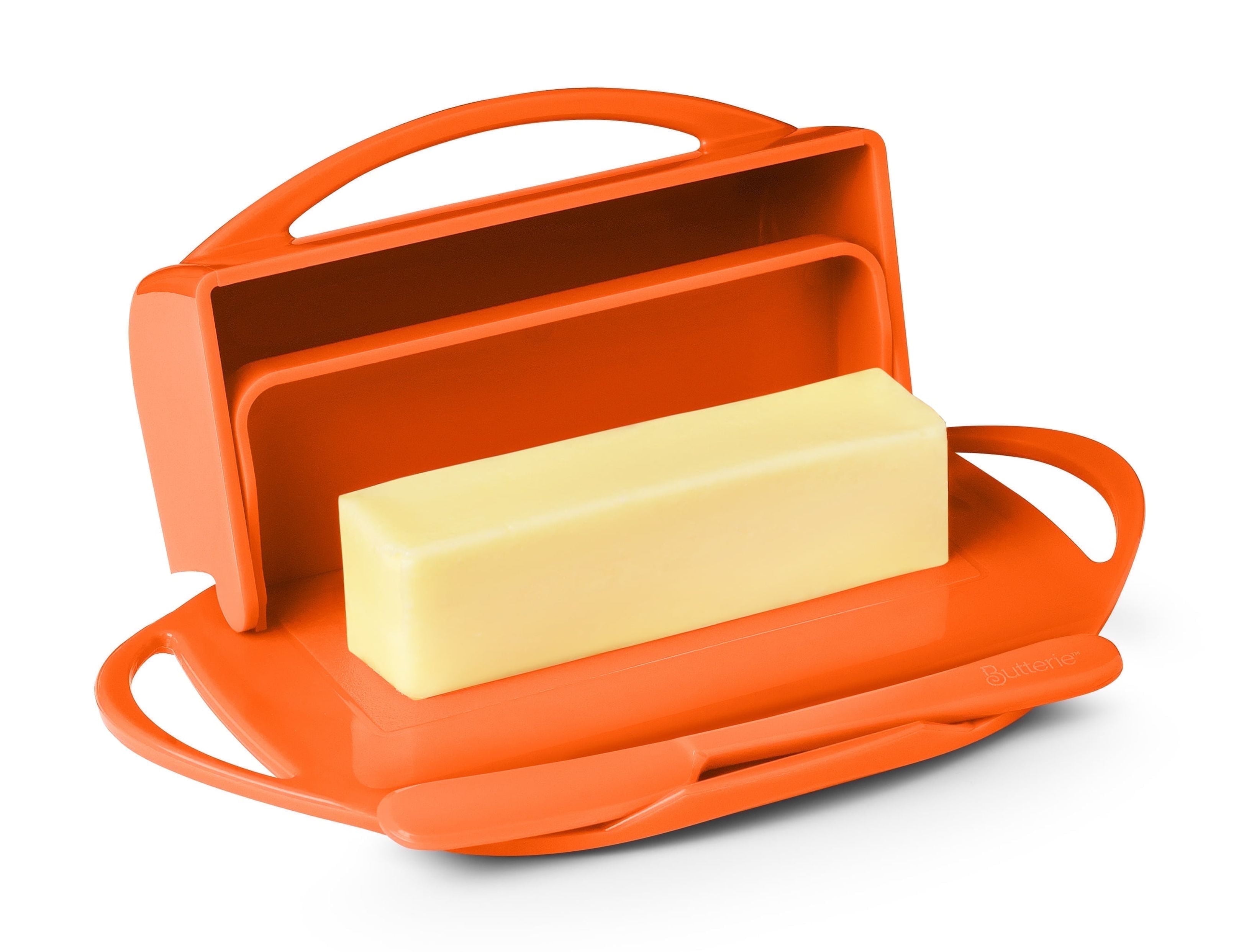 Butterie Flip-Top Butter Dish with Lid & Matching Knife, Holds 2 Sticks ...
