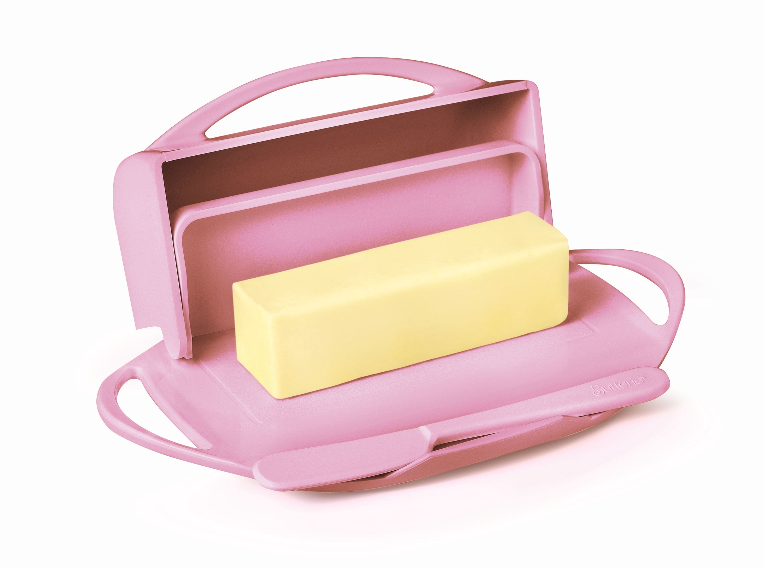 Butterie Flip-Top Butter Dish with Lid & Matching Knife, Holds 2 Sticks ...